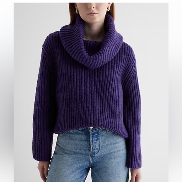 Express | Sweaters | Express Xs Purple Ribbed Cowl Neck Sweater Womens ...